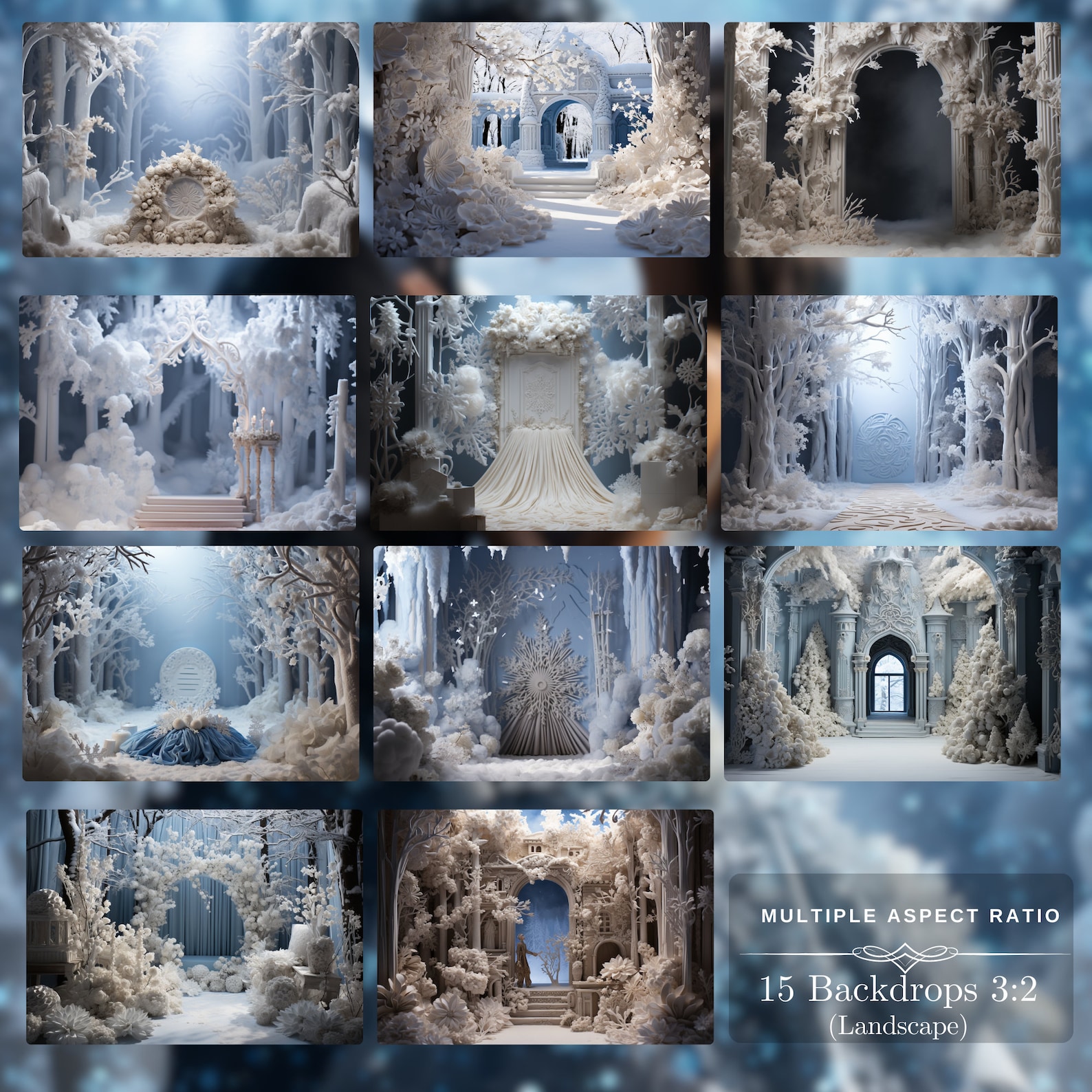 Winter Landscape Wedding Arch Backdrop: 30 Frozen Background Set & 10 ...