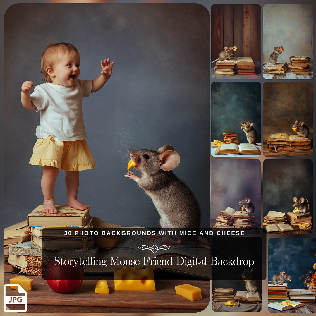Storytelling Art Mouse Friend Digital Backdrop: 30 Whimsical Prints ...