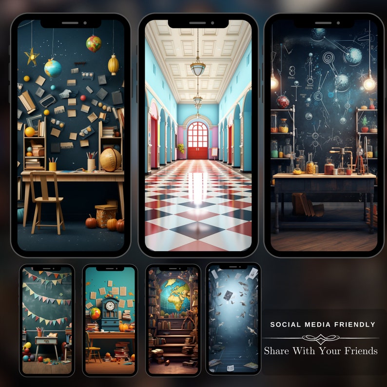 Back to School 30 Digital Backgrounds Vintage Classroom & - Etsy