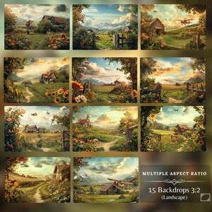 Enchanted Countryside Landscape Digital Backdrops: 30 Farm Backdrop ...