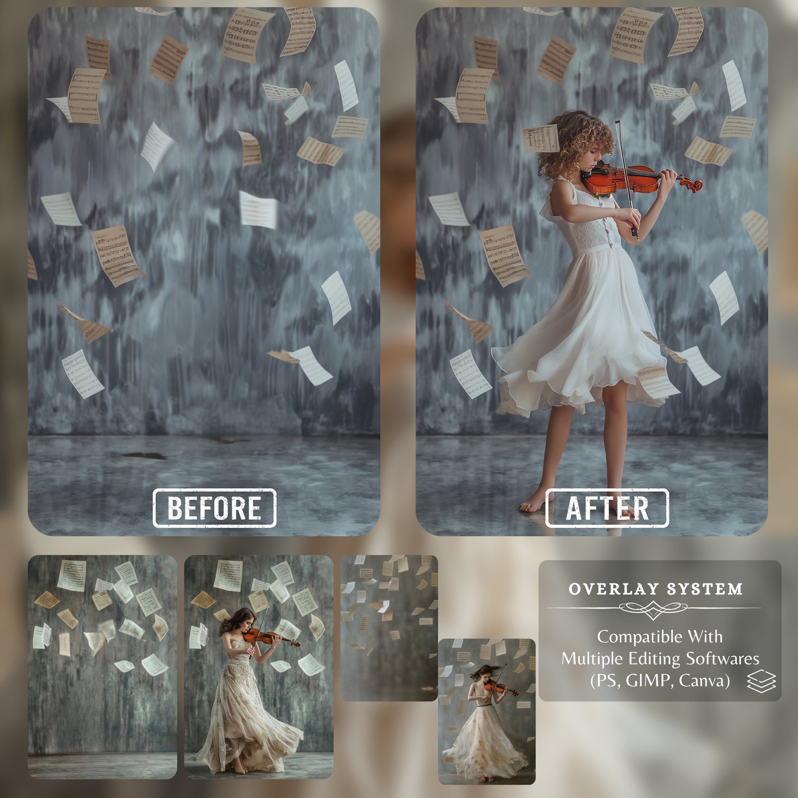 Floating Musical Sheet Digital Backdrops : 40 Musical Notes & Floating ...