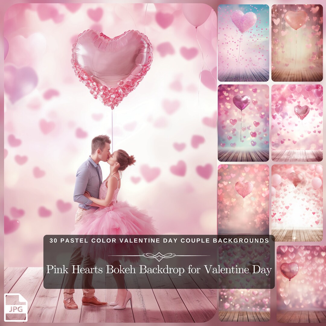 Pink Hearts Bokeh Backdrop for Valentine Day: 30 Studio Backgrounds for ...