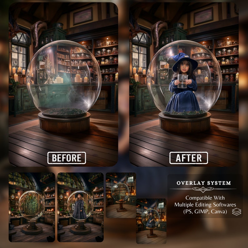 Magic Orb Fantasy Scene Digital Backdrops: 40 Witch Room and Wizard ...