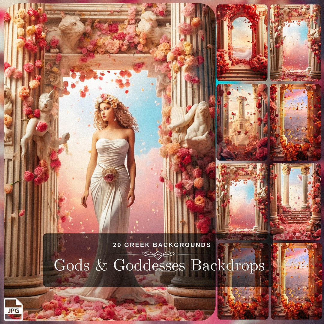 Elegant Greek Arch Backdrop With Spring Florals: 20 God Goddess Statue ...