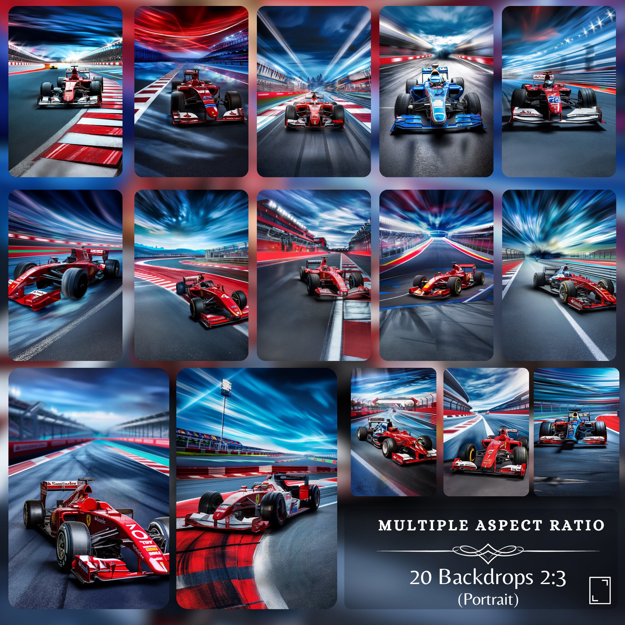 Racing Car Digital Backdrops: 40 Racing Circuit Blur Backgrounds for ...