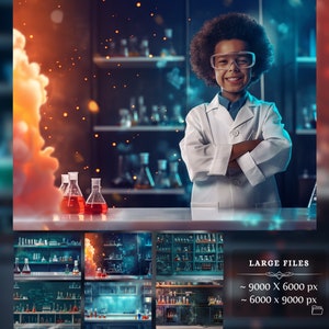 Chemistry Lab Digital Backdrops: 40 School Kids Mad Scientist JPG Files ...