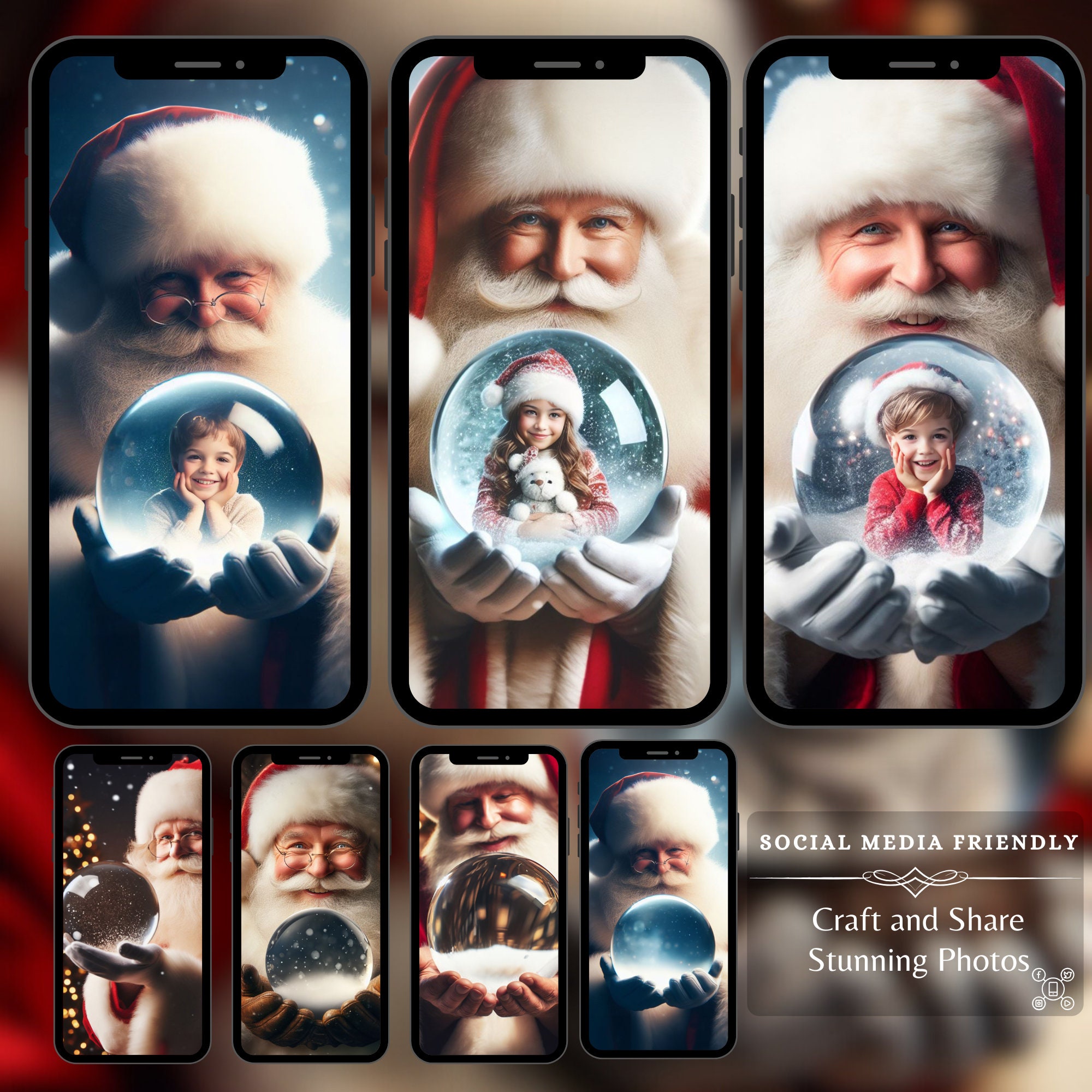 Enchanted Christmas Globe Backdrops: 30 Father Christmas Digital ...