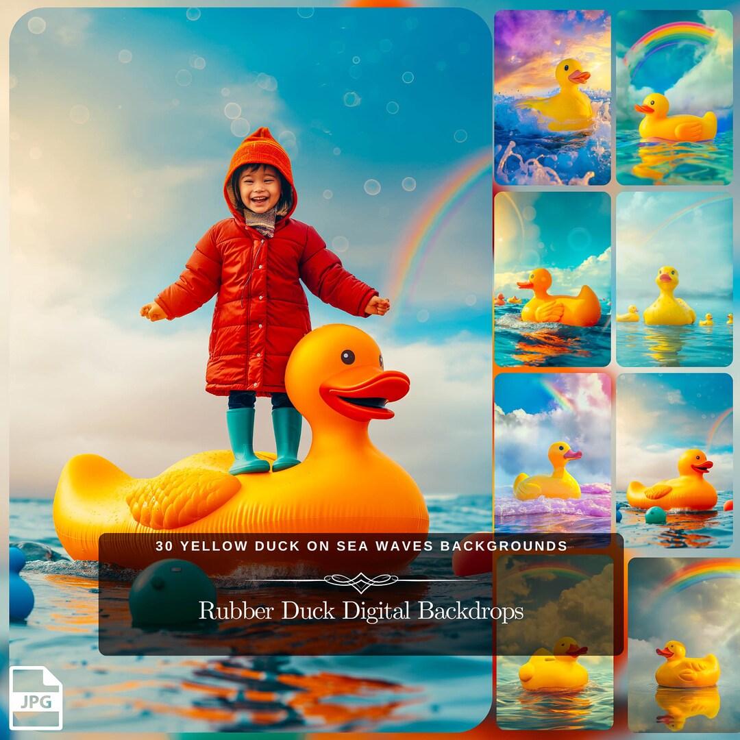 Rubber Duck Digital Backdrops: 30 Yellow Duck on Sea Waves Adventure ...