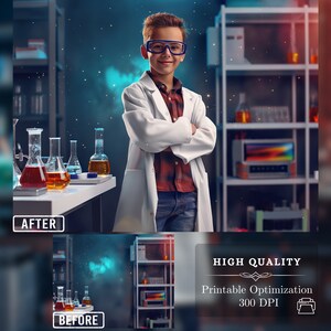 Chemistry Lab Digital Backdrops: 40 School Kids Mad Scientist JPG Files ...