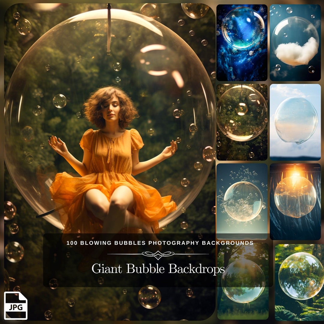 Giant Bubble Overlay: 100 Blowing Bubbles Photography Backdrops as JPG ...