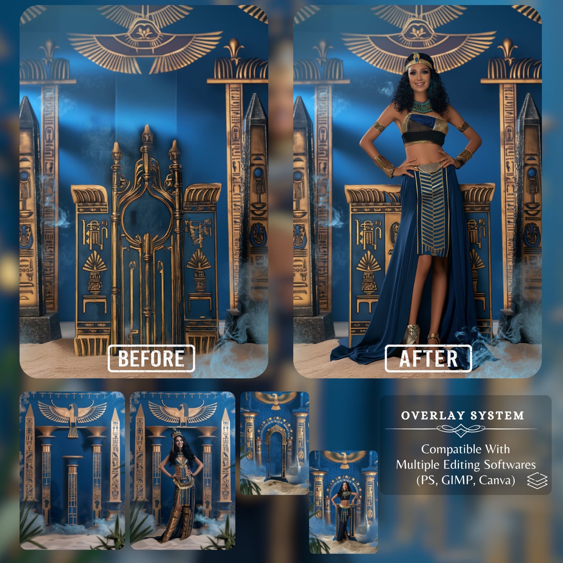 Egyptian Blue Digital Backdrops : 40 Egyptian Style Digital Backgrounds ...