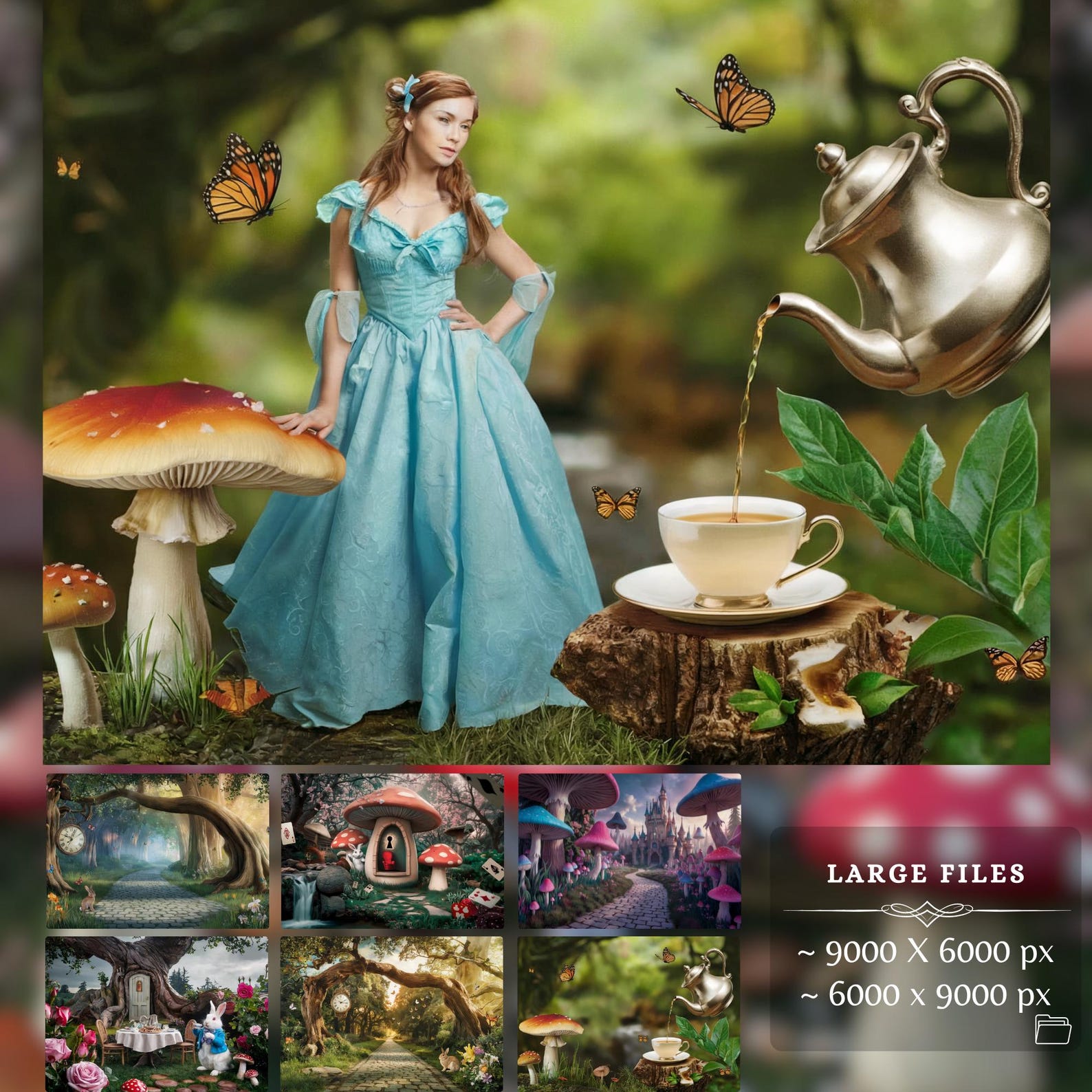 Wonderland Backdrop Dreams: 40 Digital Download Whimsical Art Scenes ...