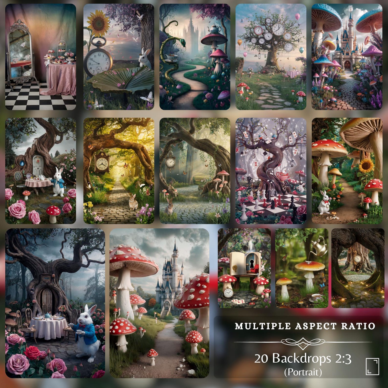 Wonderland Backdrop Dreams: 40 Digital Download Whimsical Art Scenes ...