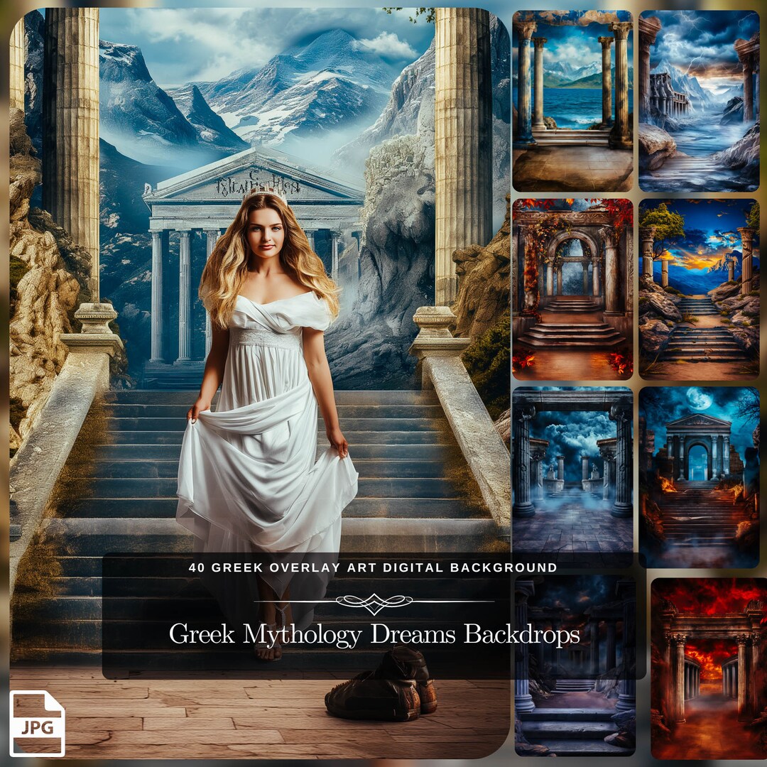 Greek Mythology Dreams: 40 Greek Overlay Art Digital Background ...