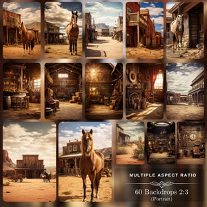 Western Decor & Sand Overlay: 120 Wild West Backdrop for Cowboy Photo ...