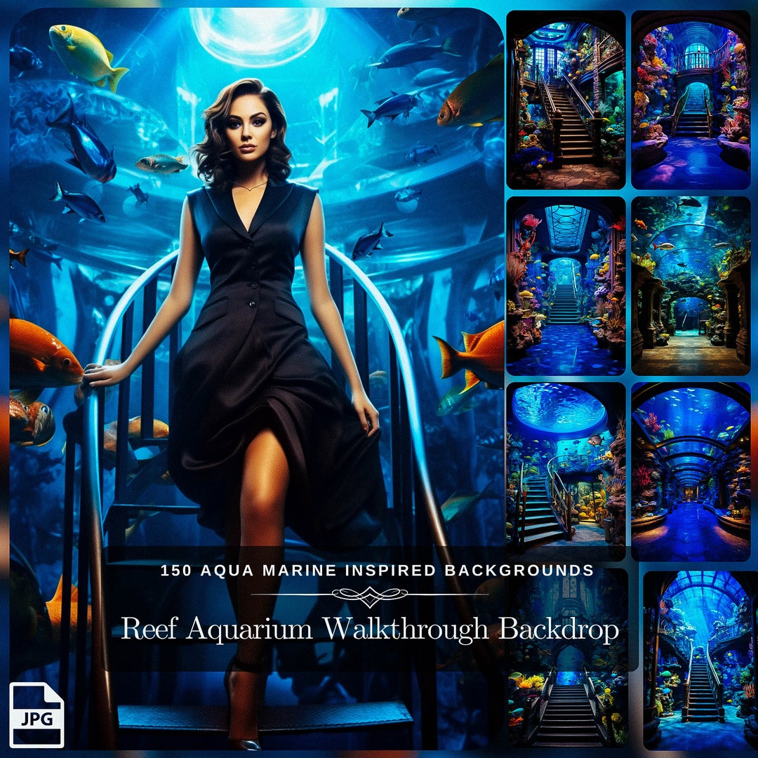 Reef Aquarium Photography Backdrop: 150 Aqua Marine Ocean Time ...
