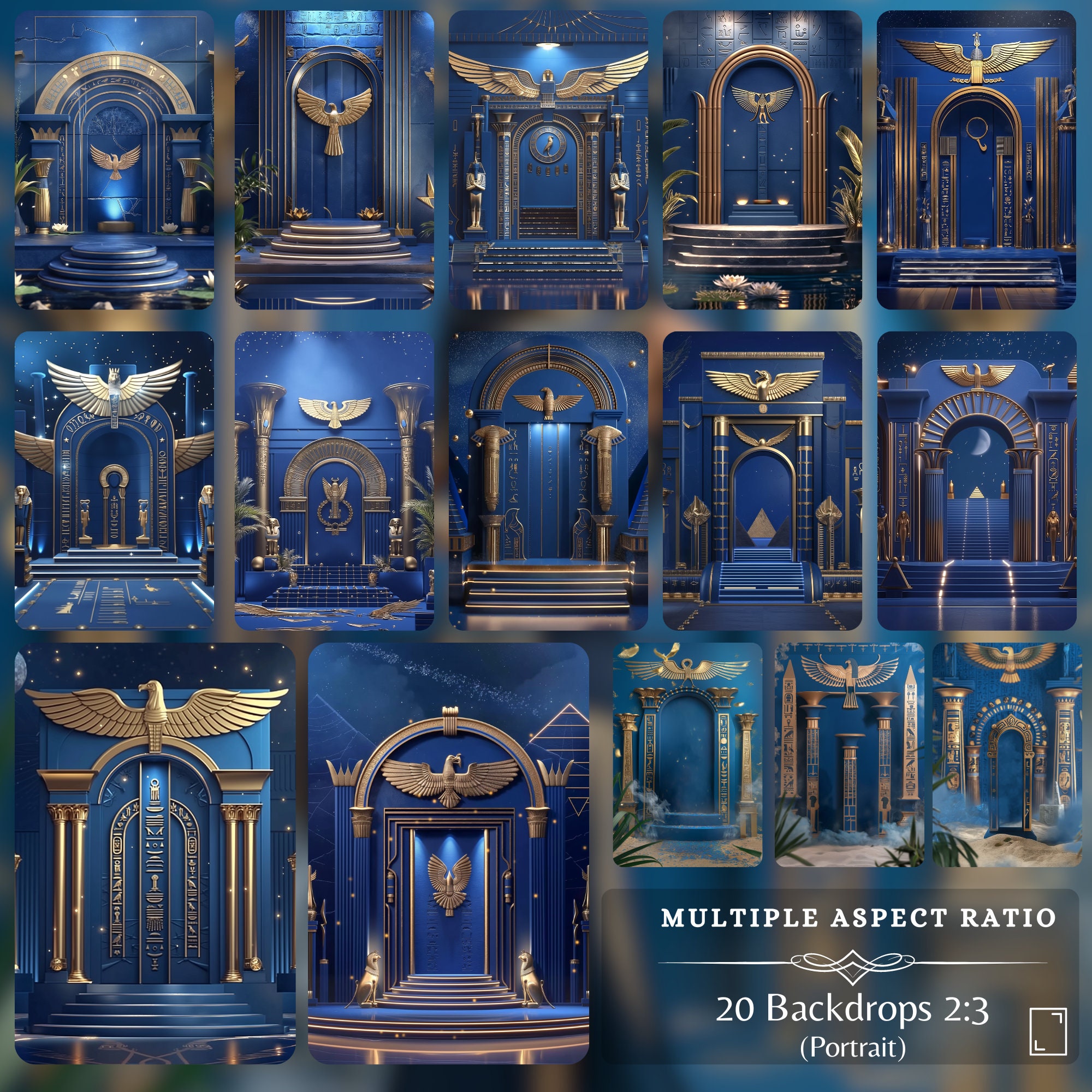 Egyptian Blue Digital Backdrops : 40 Egyptian Style Digital Backgrounds ...