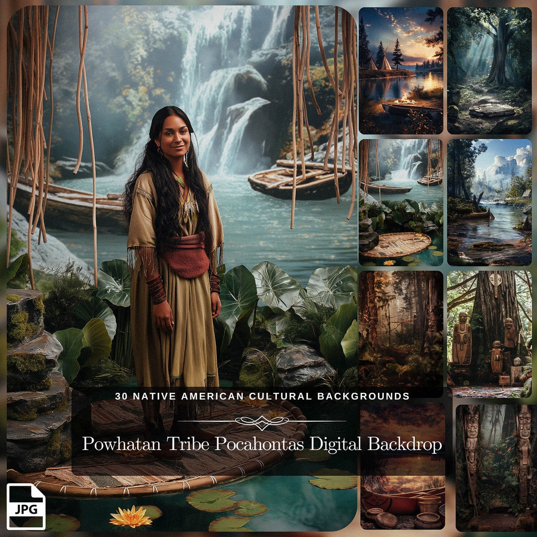 Powhatan Tribe Pocahontas Gifts Digital Backdrop: 30 Native American ...