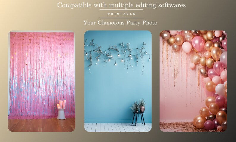 Glamorous Shiny Wall Backdrop With Balloons: Glitter Back Splash for ...