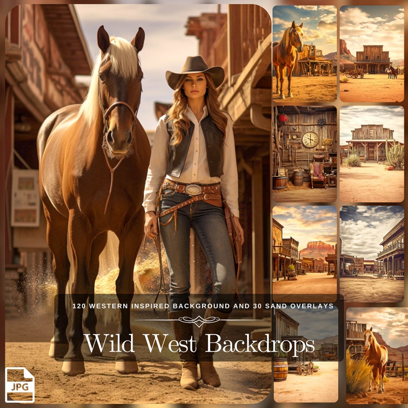 Western Decor & Sand Overlay: 120 Wild West Backdrop for Cowboy Photo ...