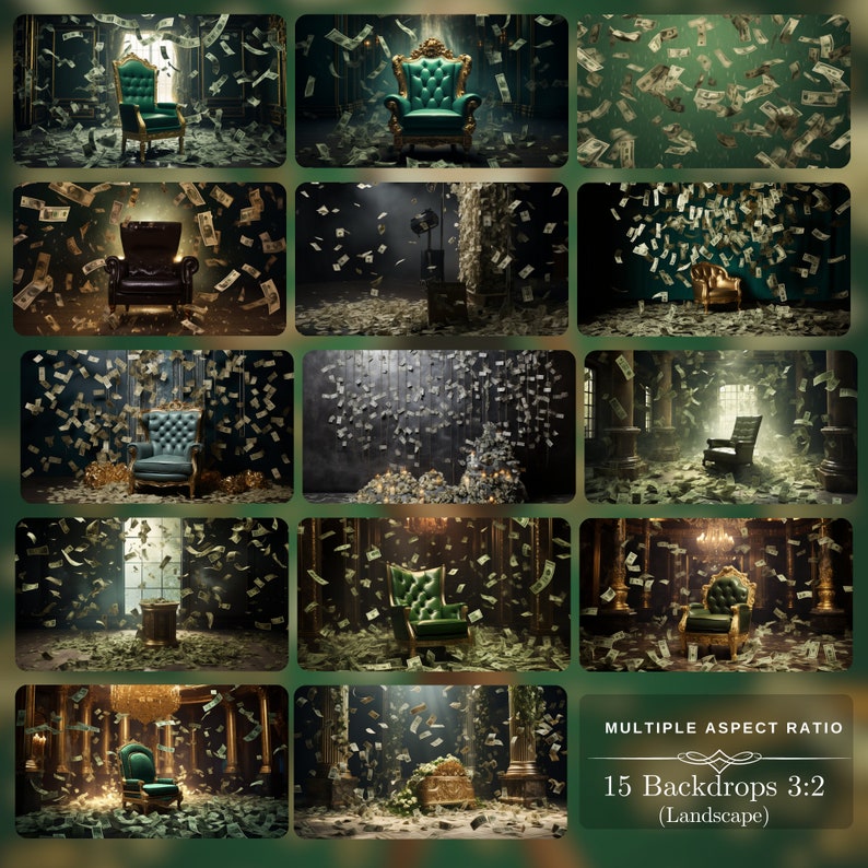 30 Dollar Sign Digital Backdrops: Raining Money Photo Backdrop With 100 ...