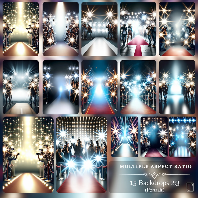 Paparazzi Backdrop Celebrity Photo 30 Hollywood Star & Red Carpet Event Scenes for Gala Award ...