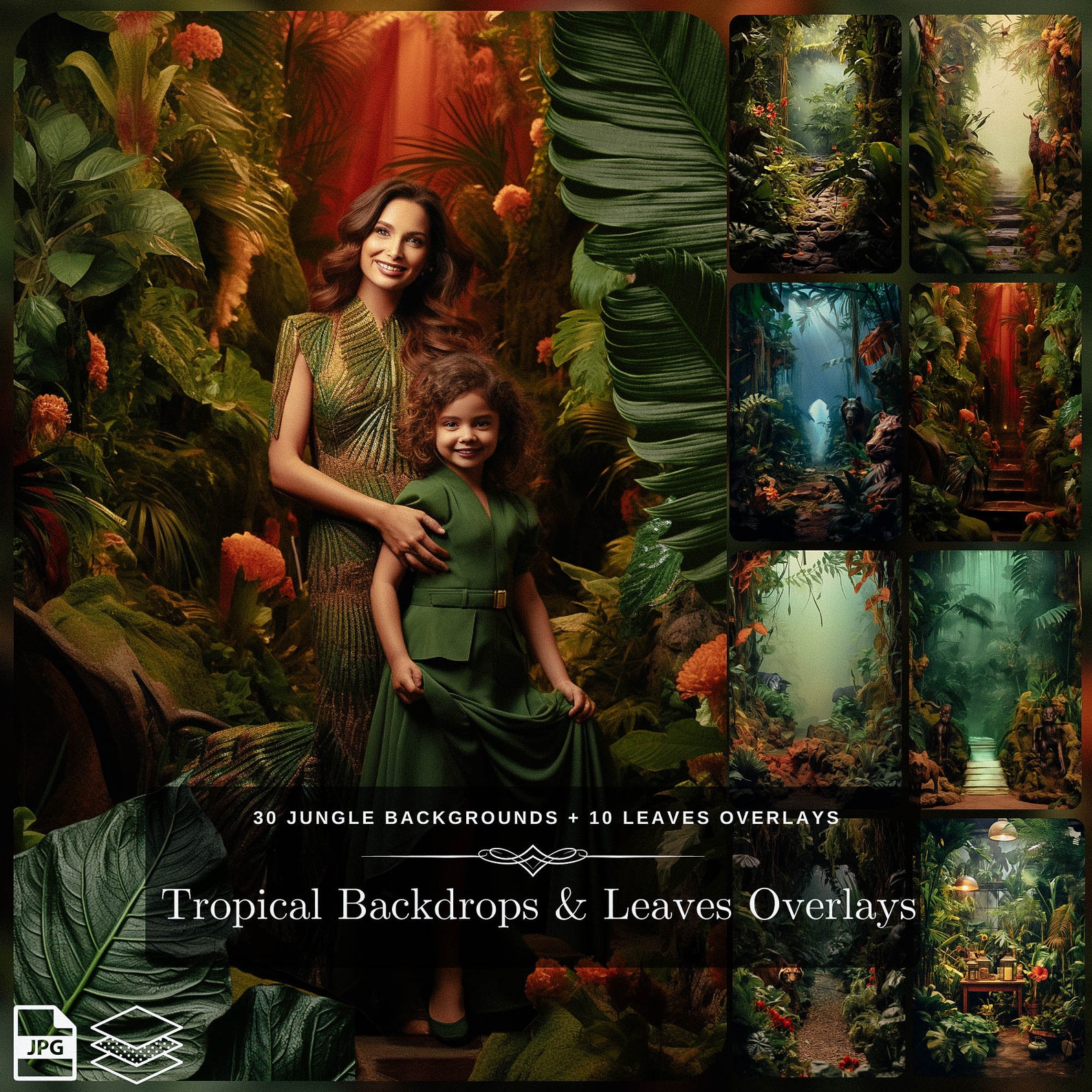 30 Jungle Backdrop for Safari Decorations With 10 Leaves Overlay ...