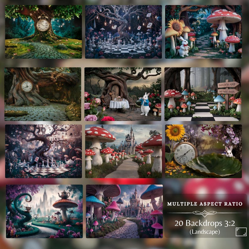 Wonderland Backdrop Dreams: 40 Digital Download Whimsical Art Scenes ...
