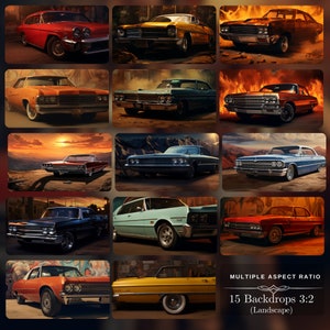 90s Lowrider Backdrops Pack: 30 Digital Backdrops of Old School Car ...
