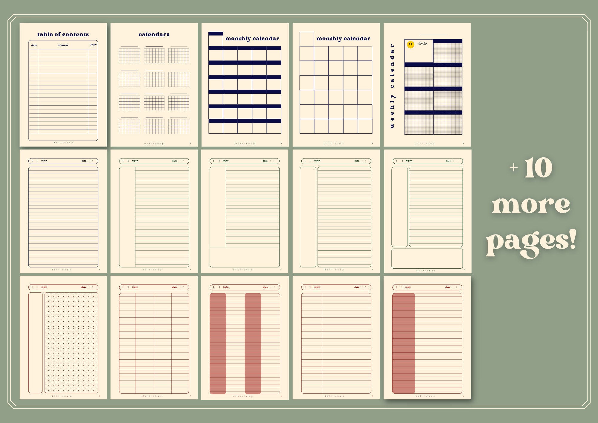 Korean Inspired Digital Notebook / Aesthetic Red Blue Green Goodnotes ...