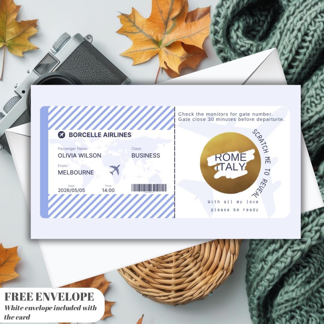 Custom Boarding Pass Holiday Scratch Card – Personalised Plane Ticket ...