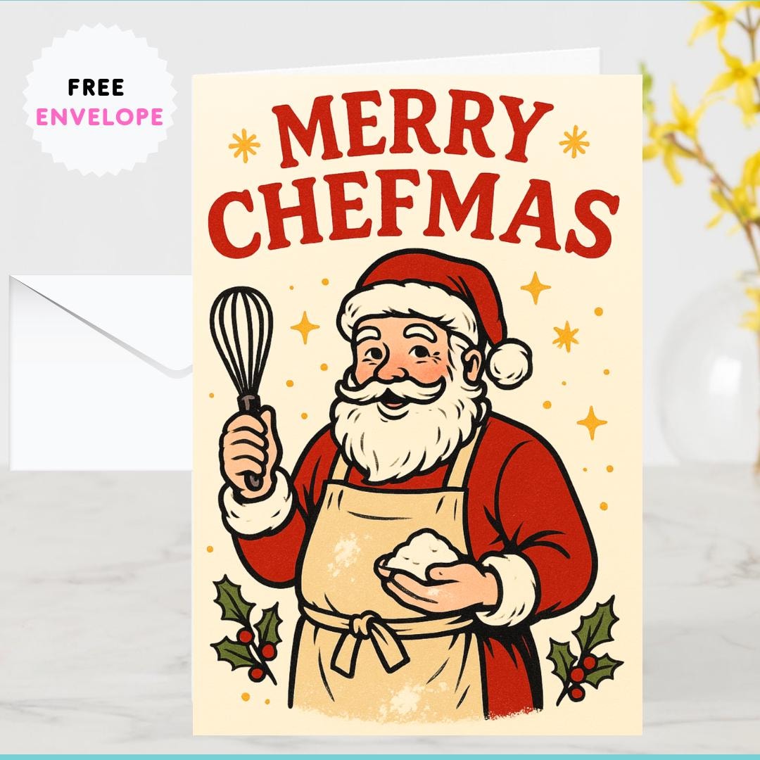 Merry Chefmas Christmas Card – Santa Chef Holiday Card for Chefs ...