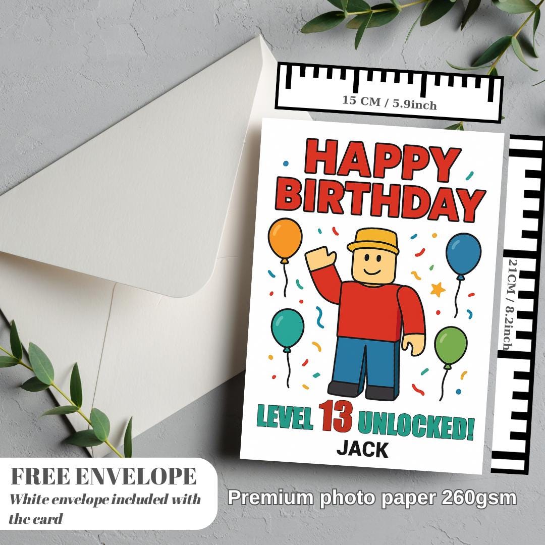 Roblox Personalised Birthday Card Greeting Card Boy Girl Card Greeting ...