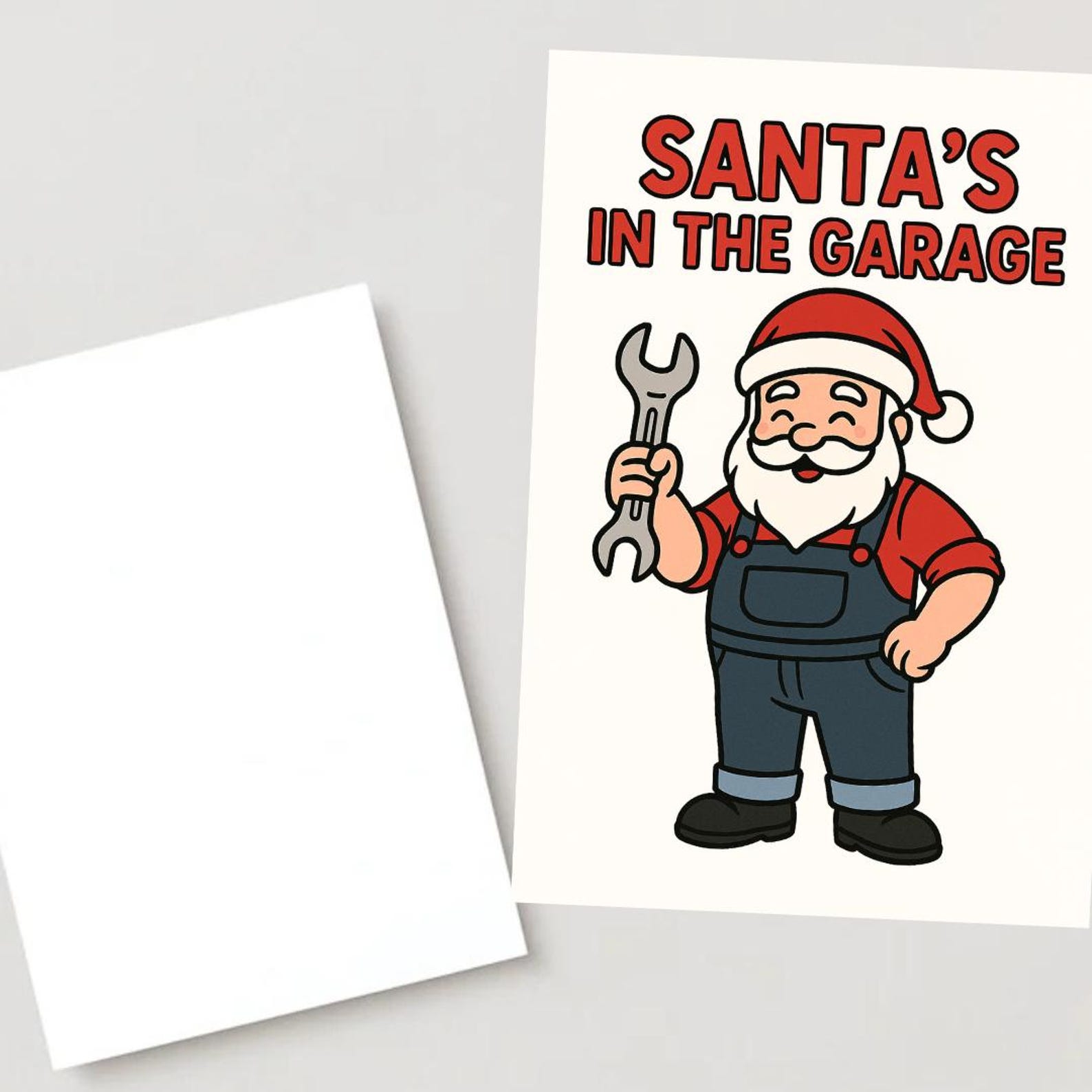 Santa’s in the Garage Christmas Card – Funny Mechanic Holiday Card for ...