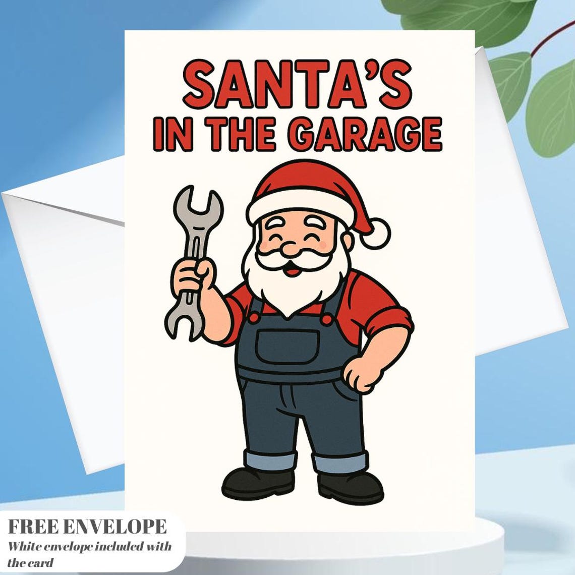 Santa’s in the Garage Christmas Card – Funny Mechanic Holiday Card for ...