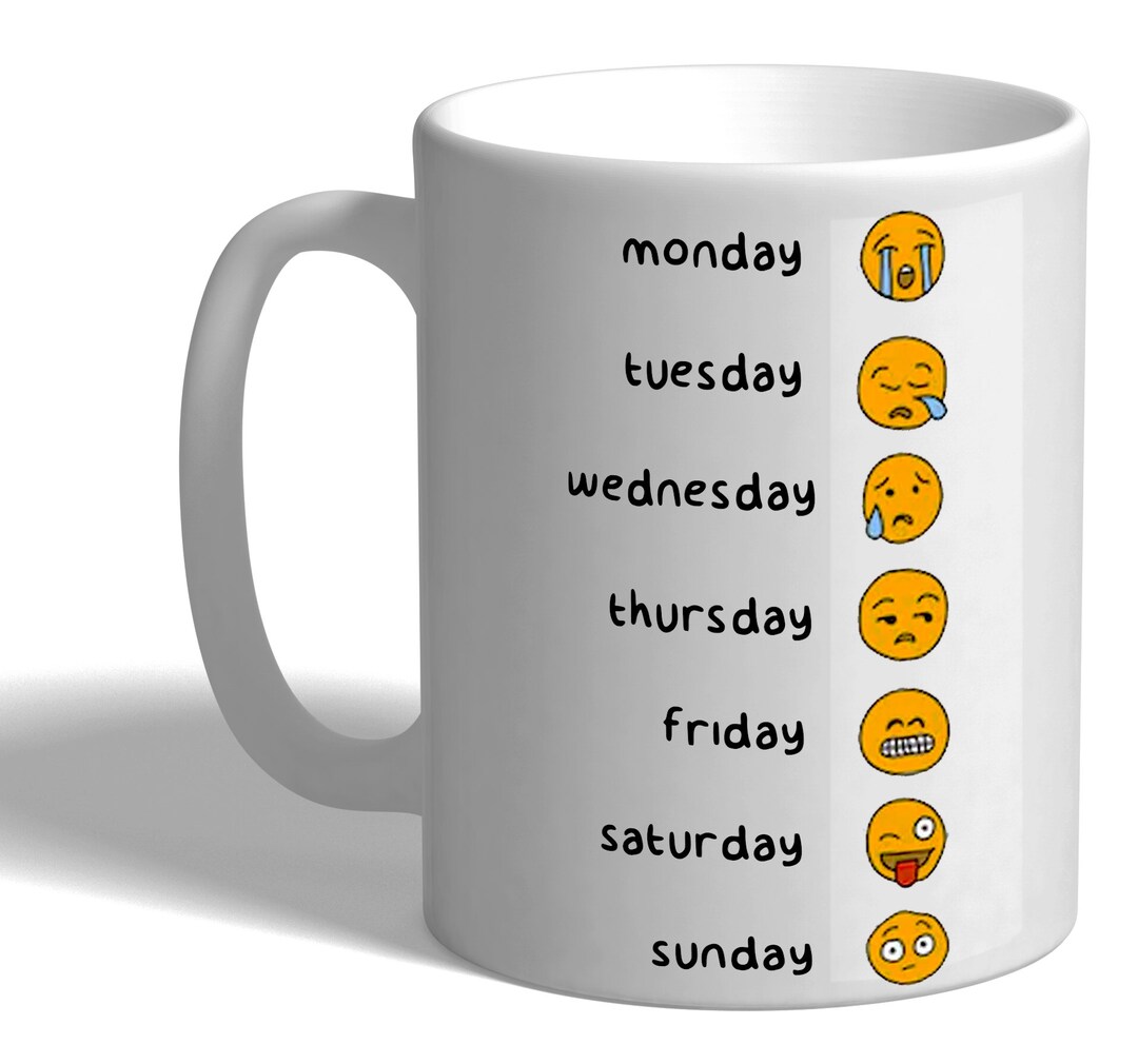 Ceramic Mug, Gift Mug, the Mug, With the Days of the Week and Emoticons ...