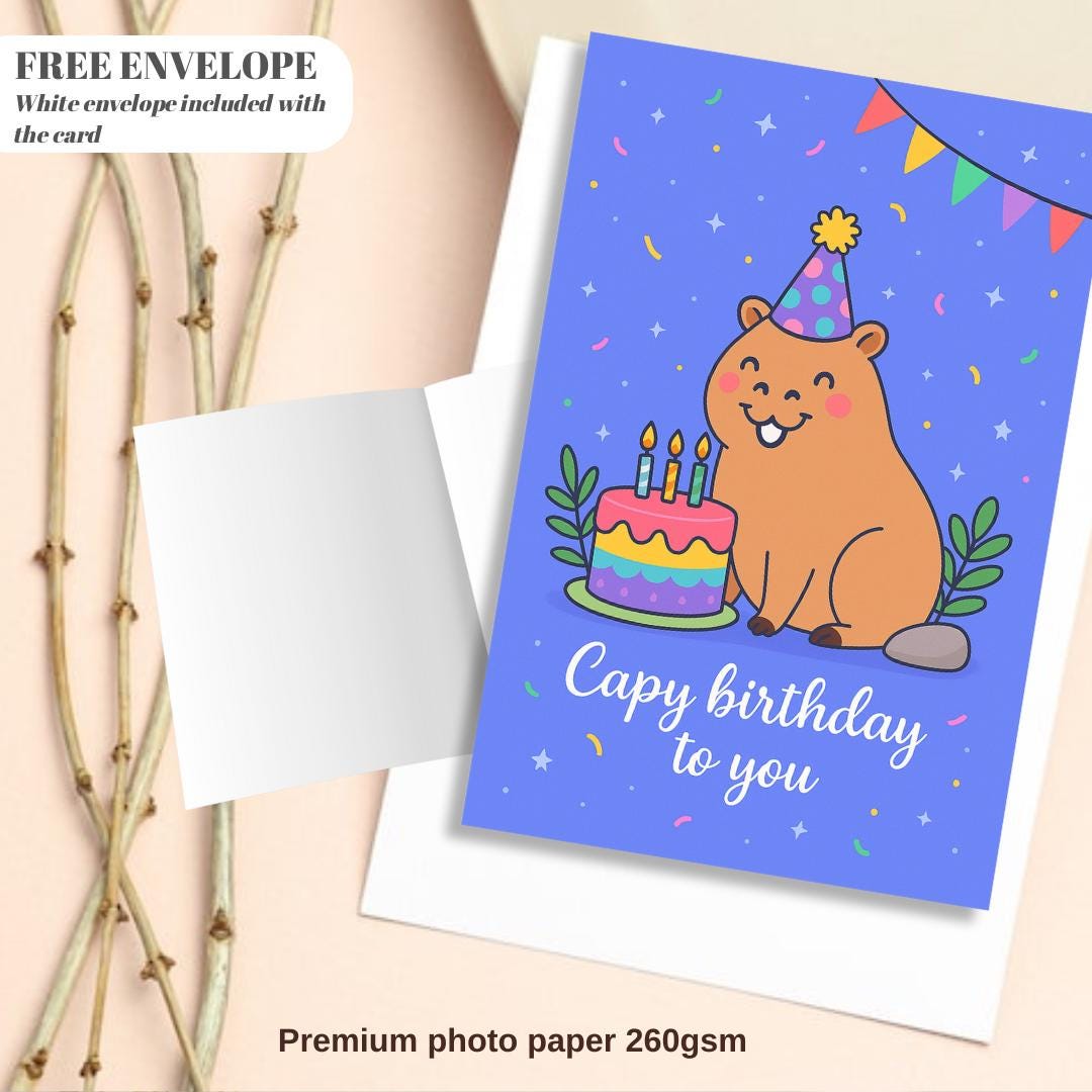 Capy Birthday - Capybara Birthday Card Cute Animal Birthday Cards Hand ...