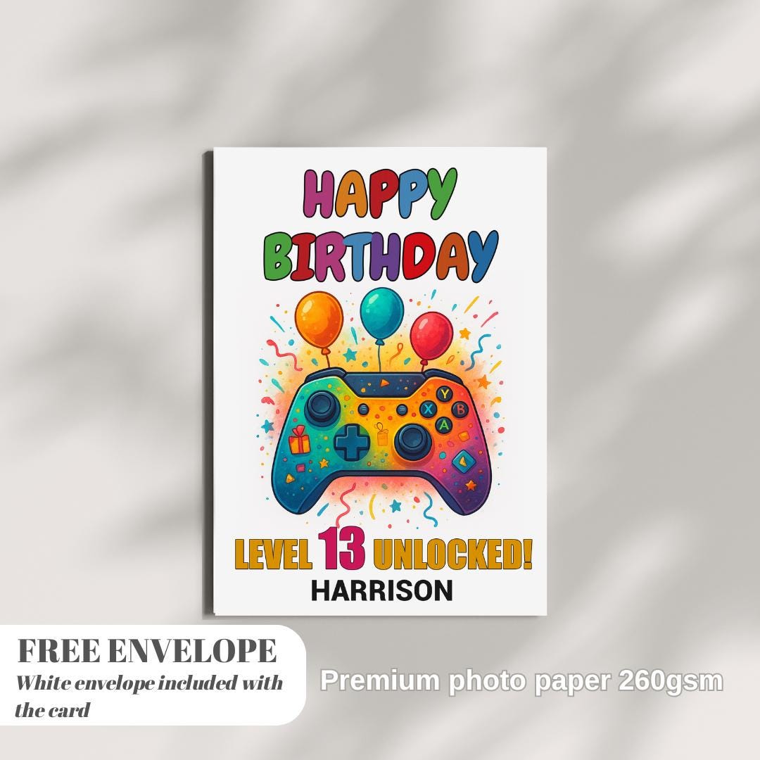 Personalised Gamer Birthday Card | Boy Girl Greeting Card | Gaming All ...