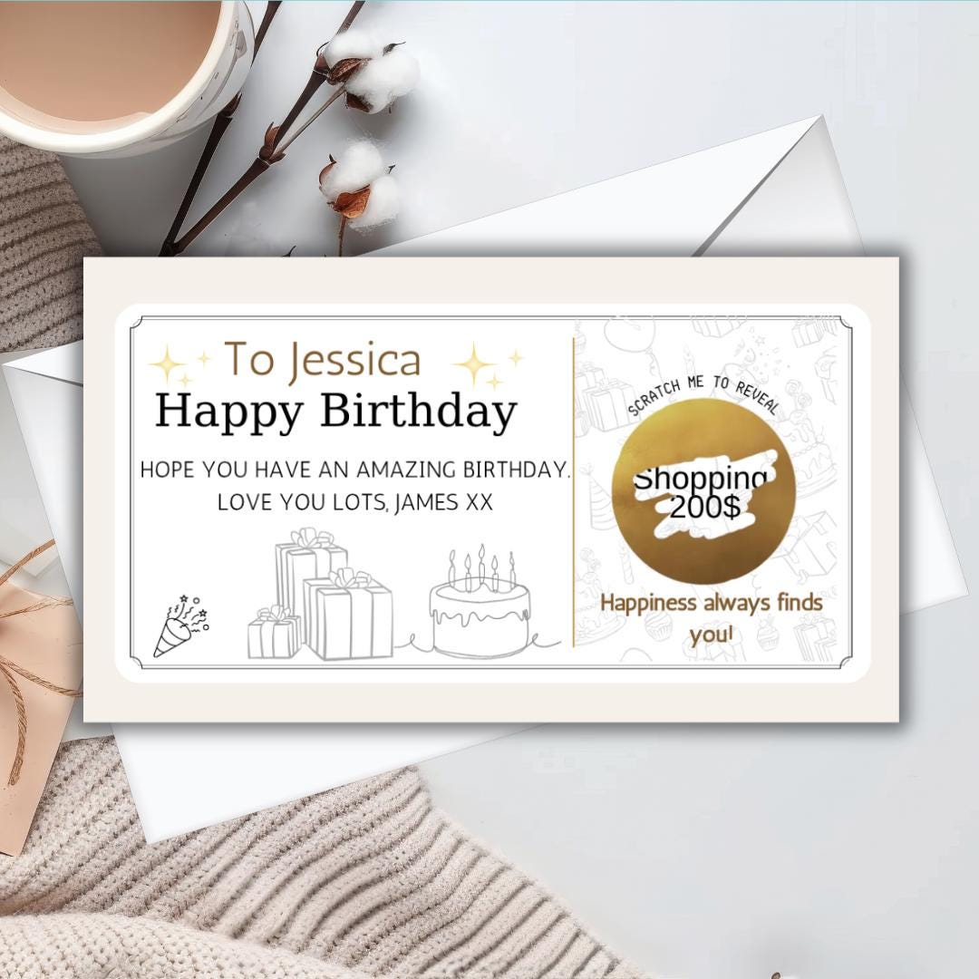 Personalised Birthday Scratch to Reveal Voucher, Special Birthday ...