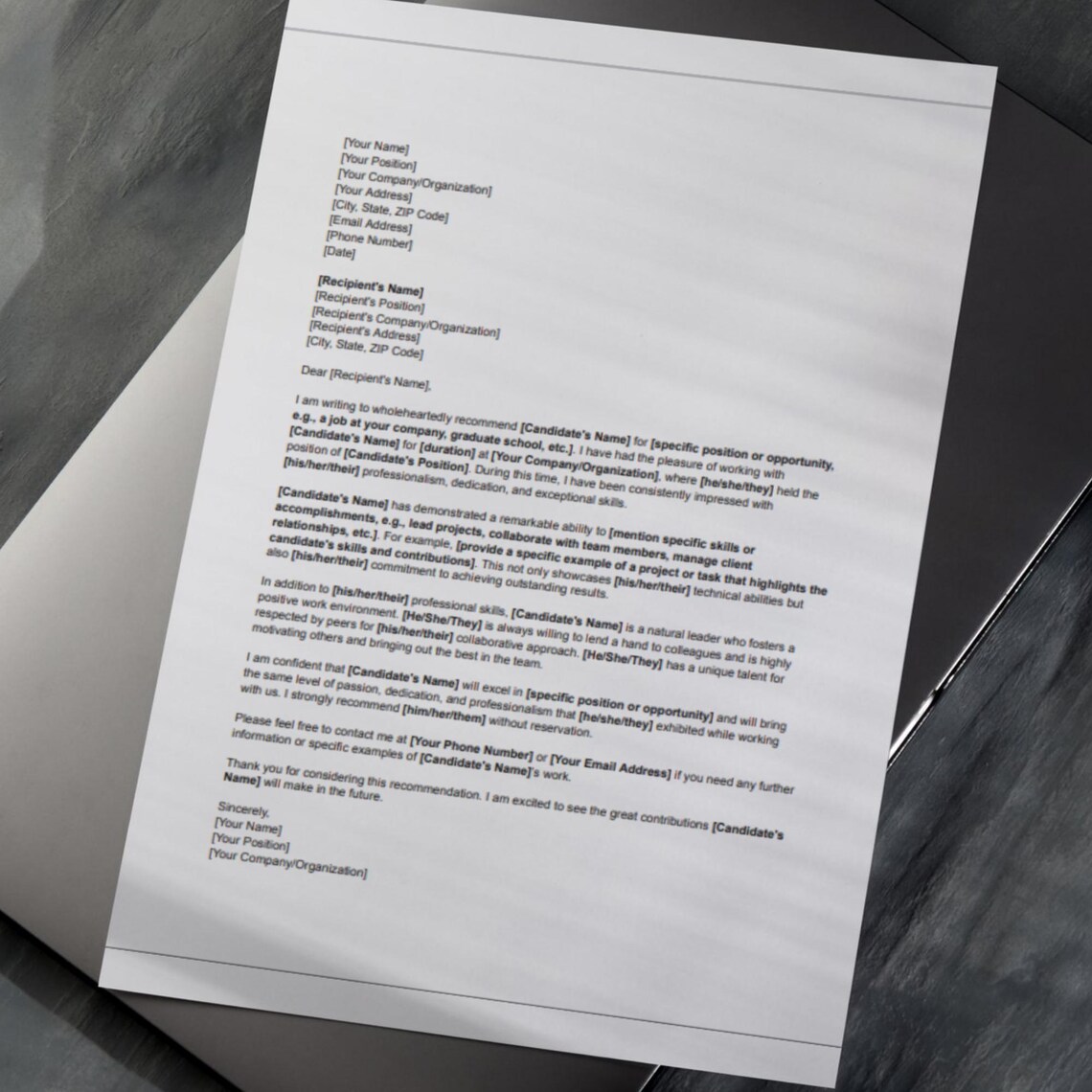 Professional Recommendation Letter Recommendation Letter Template ...