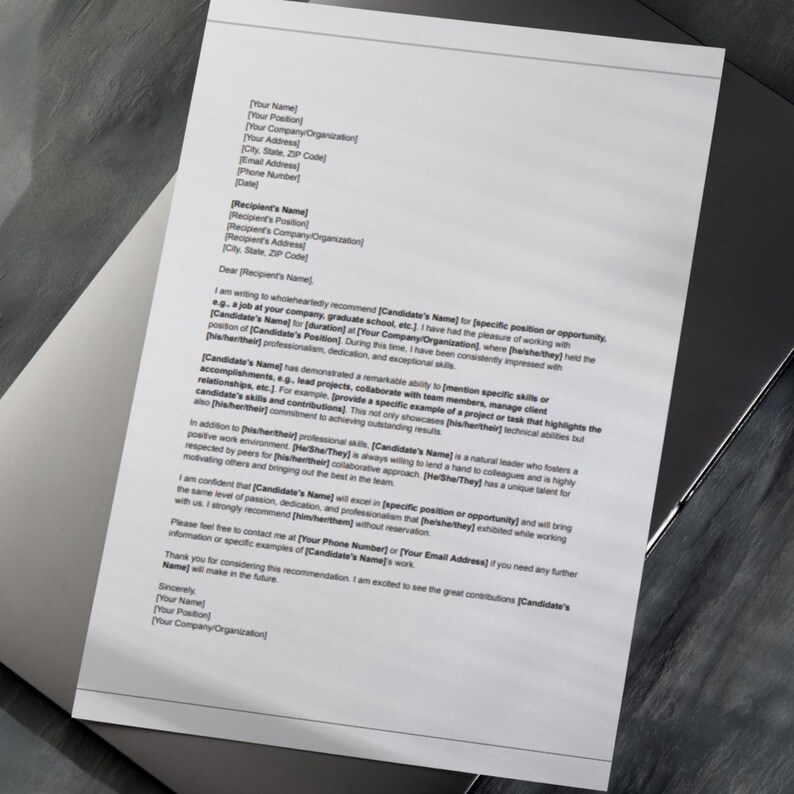 Professional Recommendation Letter Recommendation Letter Template ...