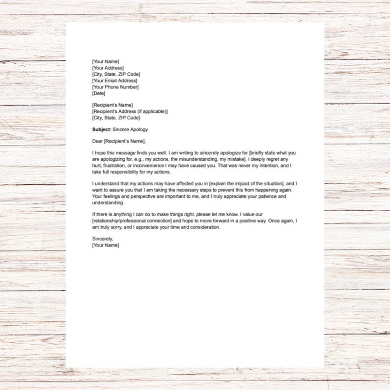 Apology Letter Template Professional Apology Letter Template Apology ...