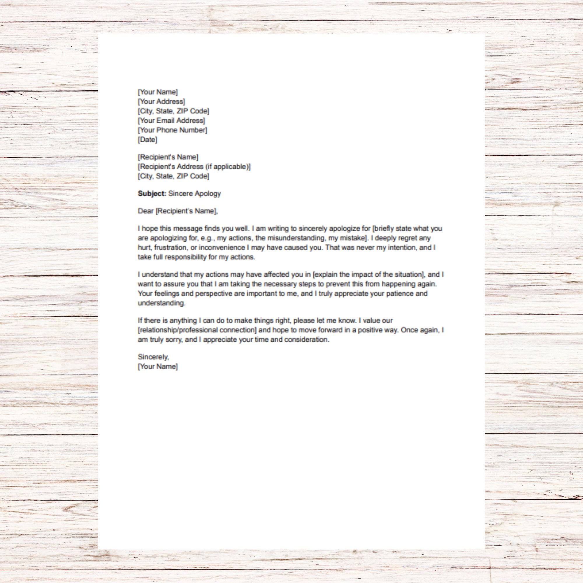 Apology Letter Template Professional Apology Letter Template Apology ...