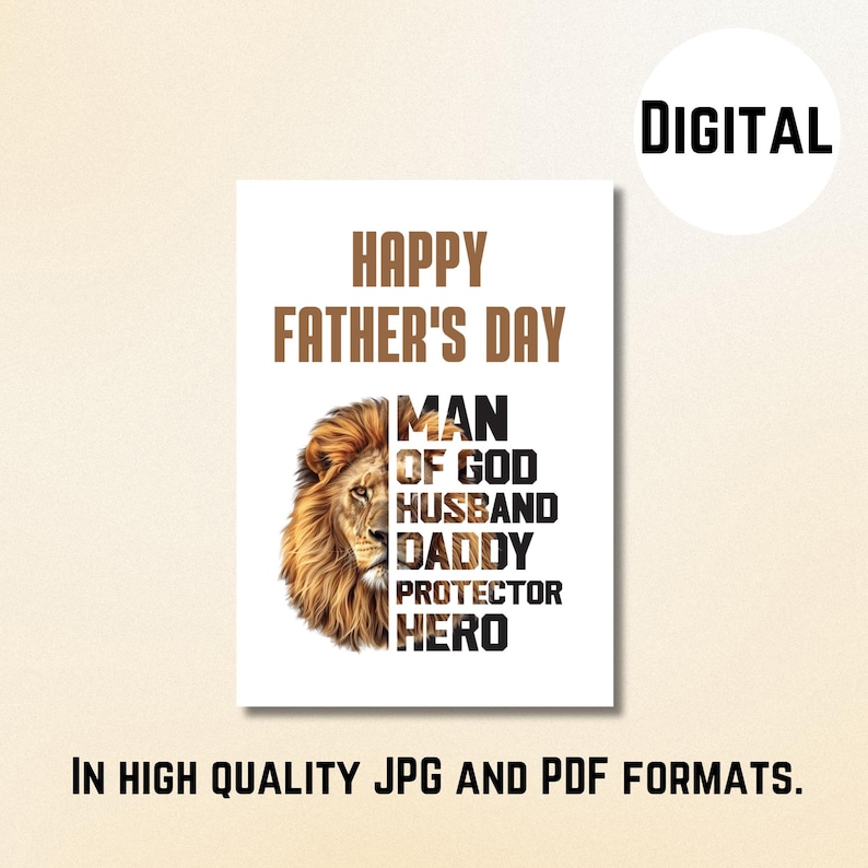 Christian Father's Day Card Man of God Husband Daddy Protector Hero ...