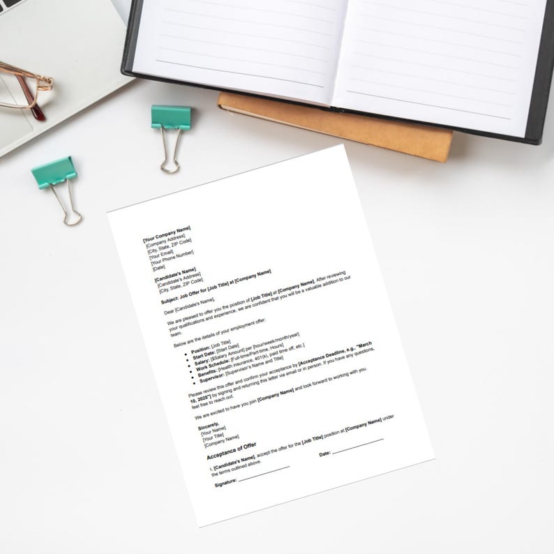 Job Offer Letter Template Editable Word PDF Professional Employment ...