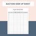 Auction Sign up Sheet Printable Auction Volunteer Form Silent Auction ...