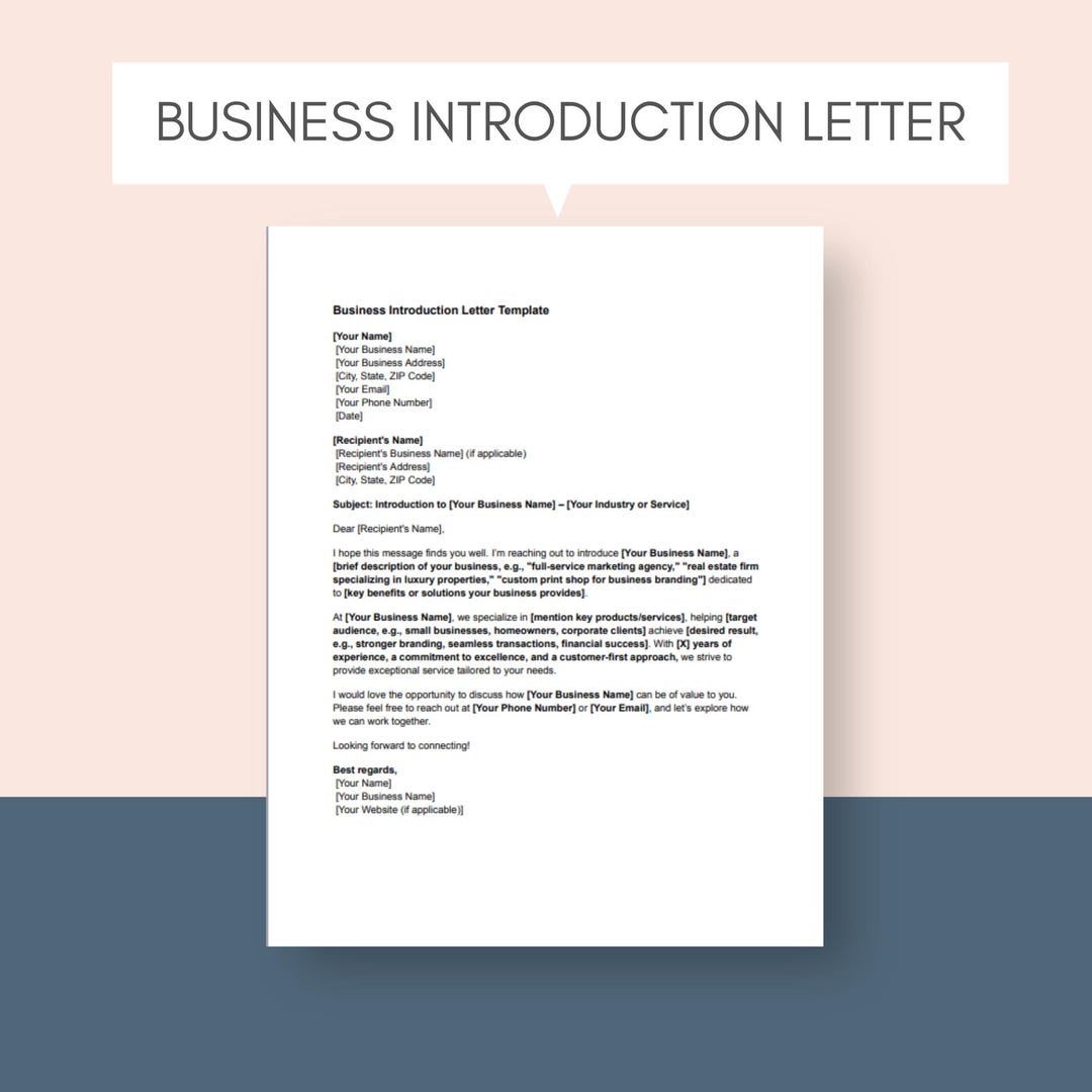 Business Introduction Letter Professional Letter Template Editable Word ...