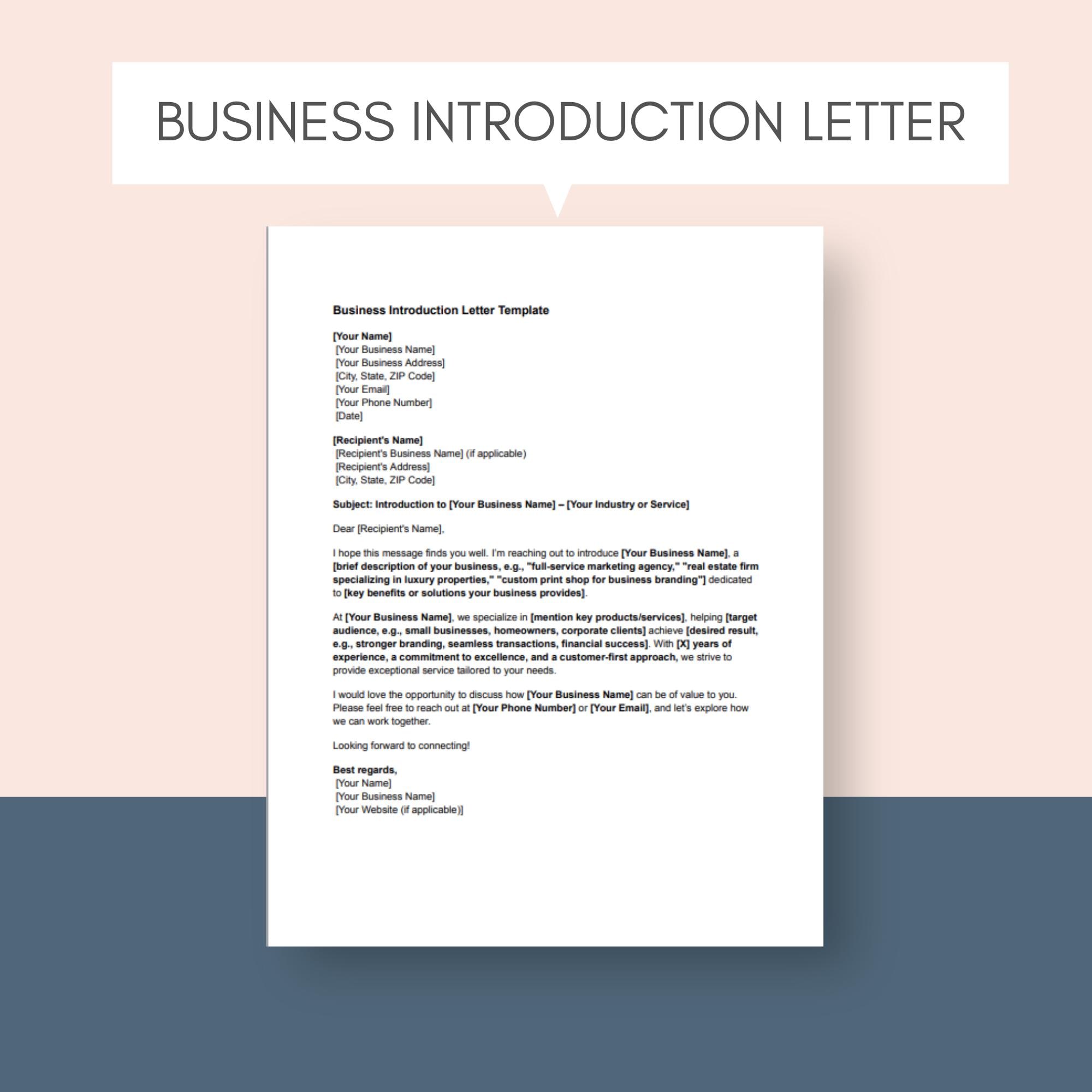 Business Introduction Letter Professional Letter Template Editable Word ...