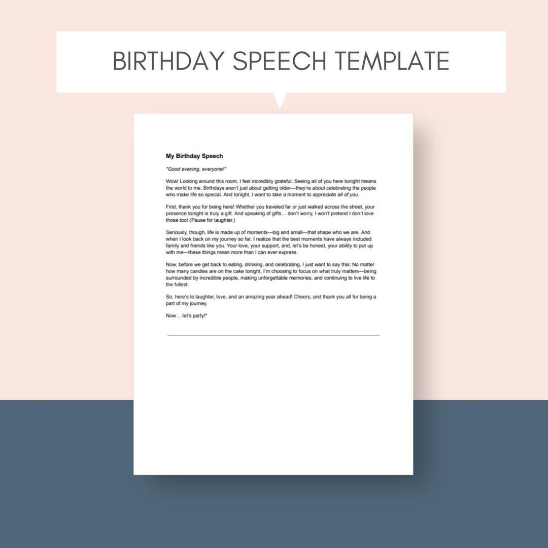Own Birthday Speech Templates for Personal Toasts Customizable Speech ...