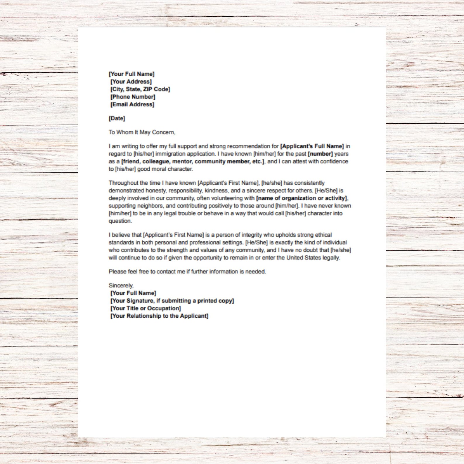 Good Moral Character Letter Immigration Template Reference Letter USCIS ...